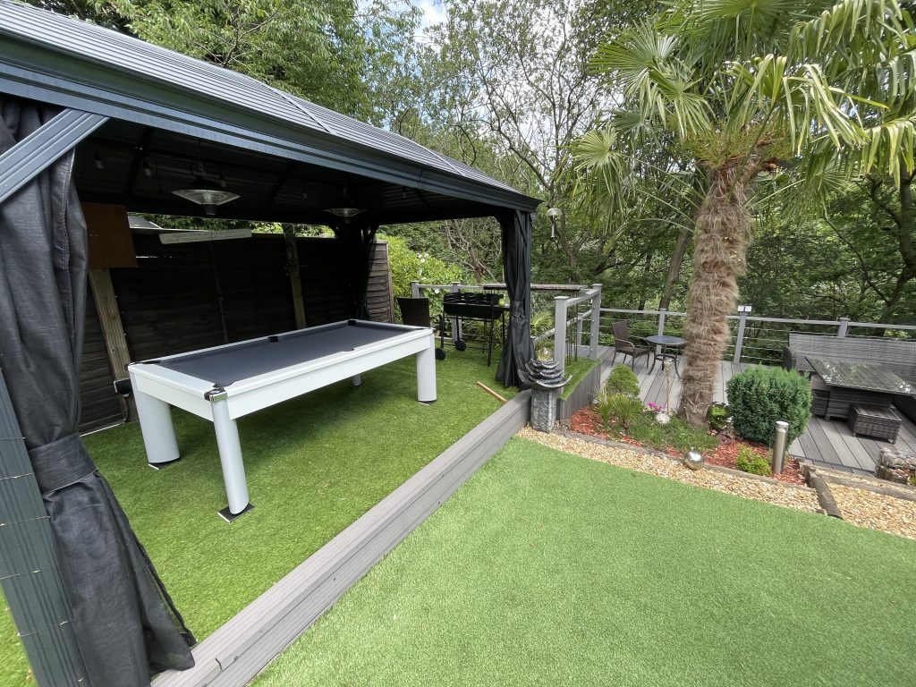 Fusion Outdoor Pool Dining Table - White & Blue Cloth - 7ft - A1 Pool ...